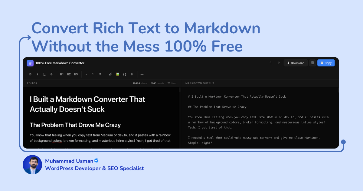 Rich Text to Markdown Converter | Clean, Fast & Free